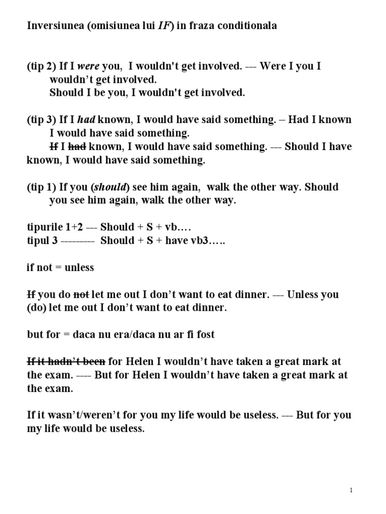 Inversiunea (omisiunea lui IF) in fraza conditionala | PDF