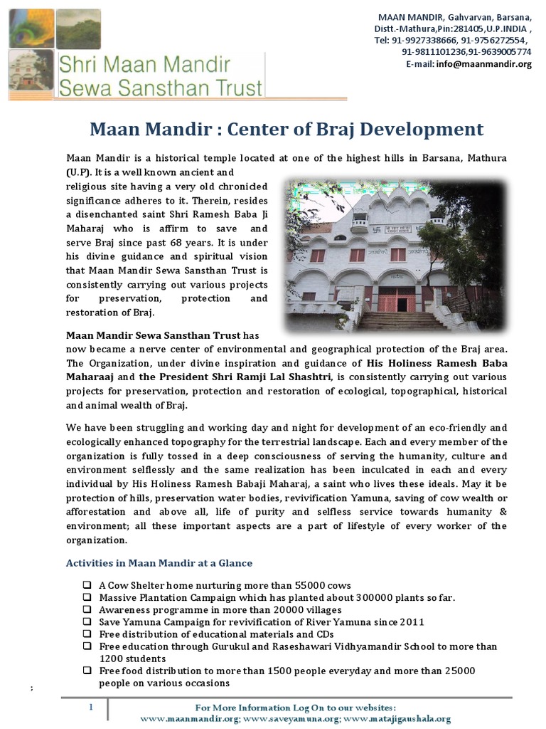 Maan Mandir Sewa Sansthan Trust: Conserving the Sacred Landscape of ...