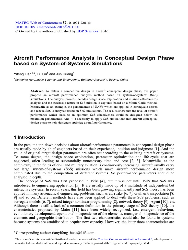 Aircraft Performance Analysis in Conceptual Design | PDF | Monte Carlo ...