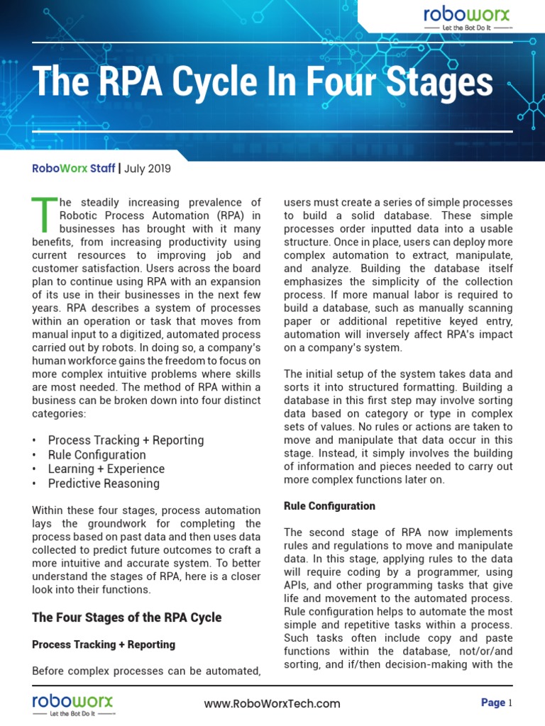The RPA Cycle in Four Stages: Robo Staff | PDF | Automation | Databases