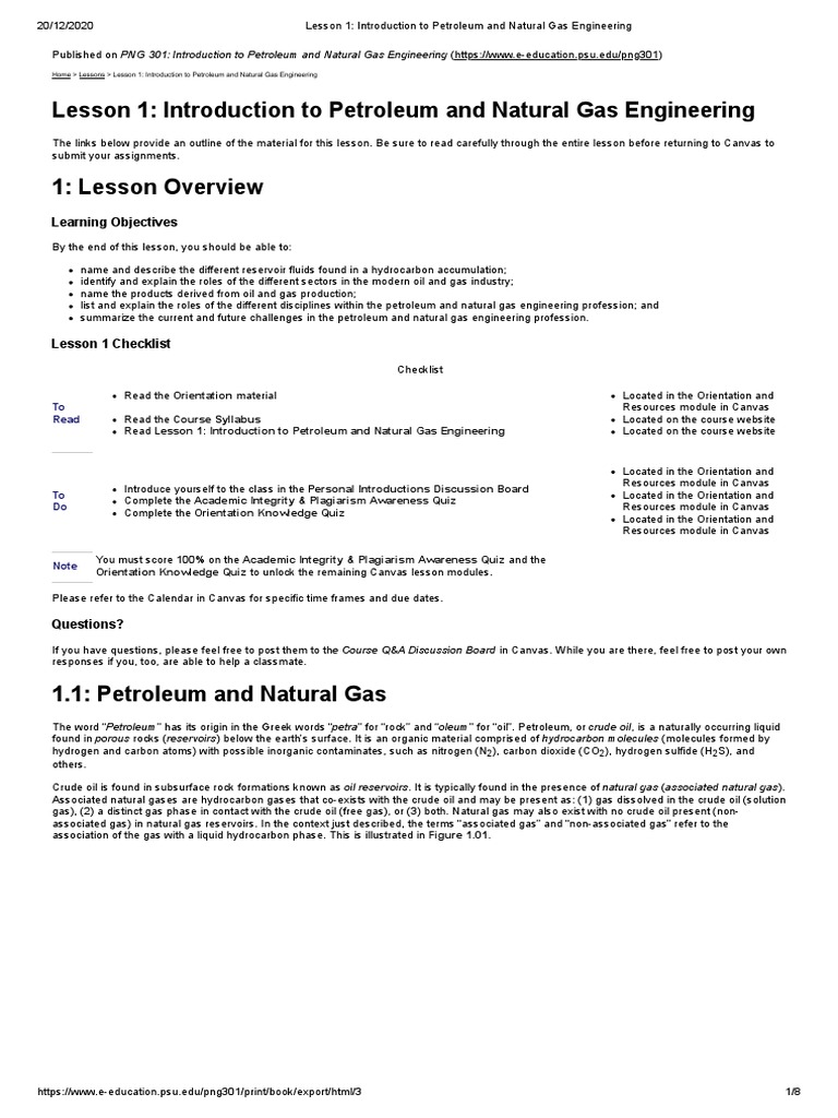 Lesson 1 - Introduction To Petroleum and Natural Gas Engineering | PDF ...