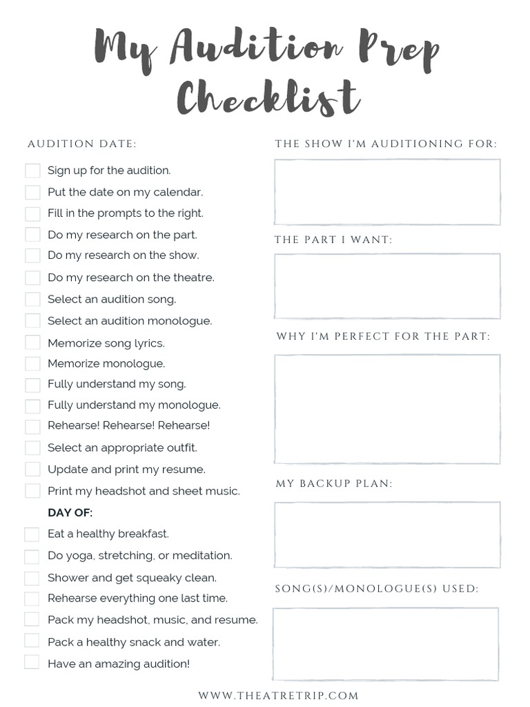 My Audition Prep Checklist - v7 | PDF