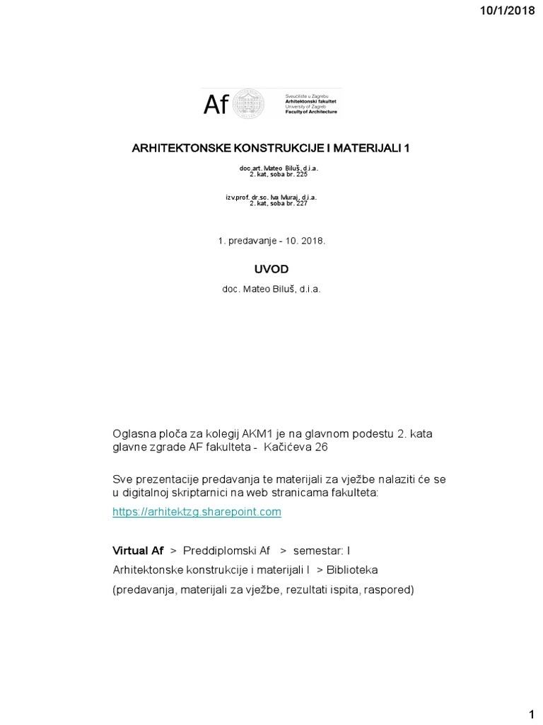 Akm1 00 Uvodno Predavanje 2018 19 | PDF