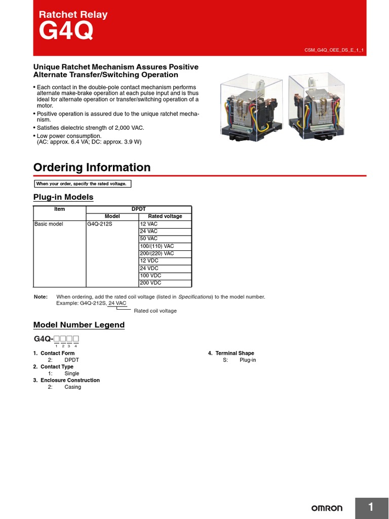 j070 g4q Ratchet Relay Datasheet en | PDF | Alternating Current | Inductor