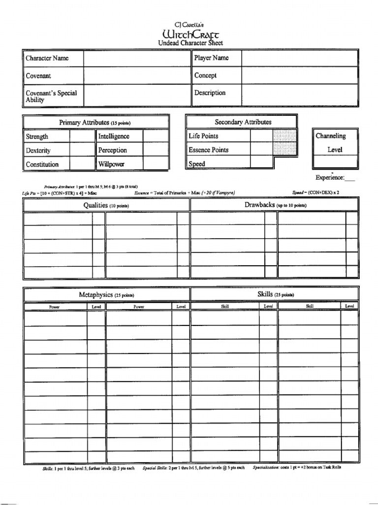 Undead Character Sheet PDF | PDF