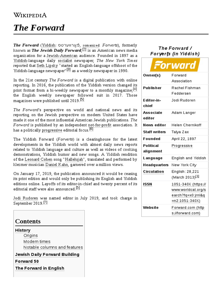 The Forward (Yiddish | PDF | Newspaper And Magazine | Mass Media