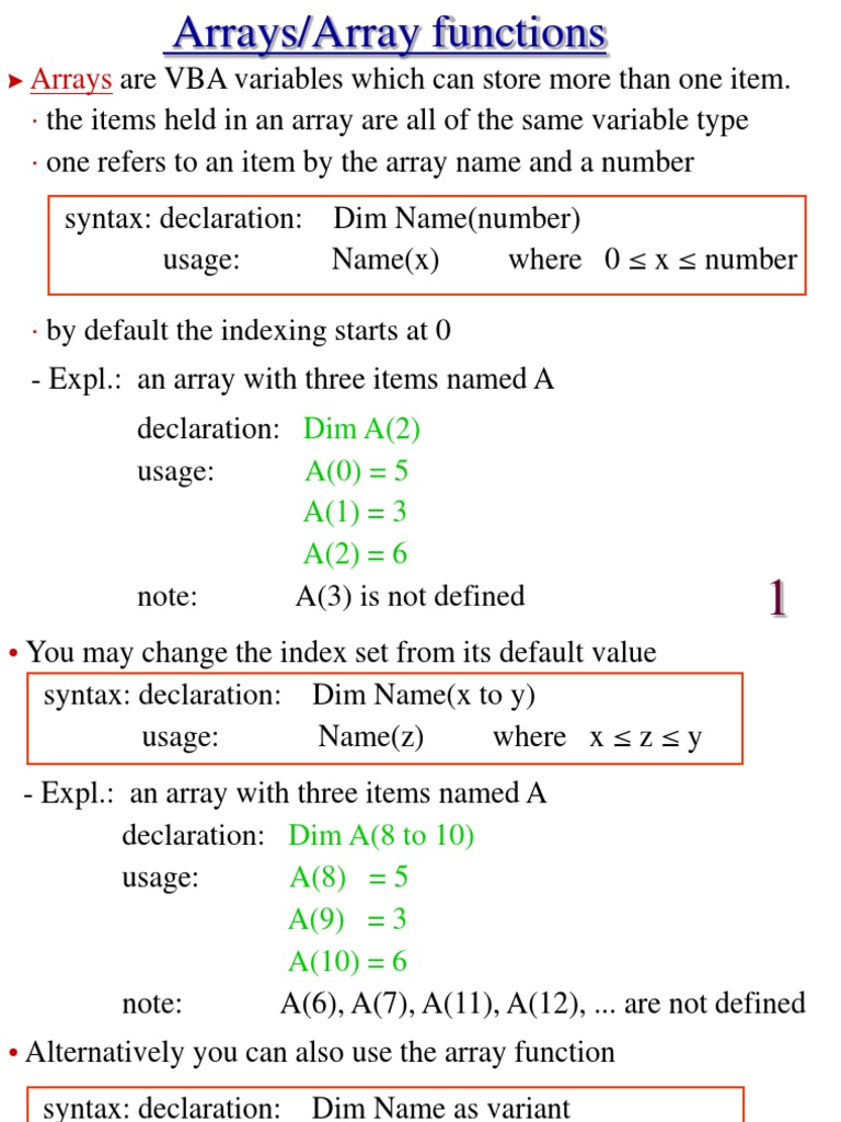 Arrays A 0 5 A 1 3 A 2 6 Dim A Pdf String Computer Science