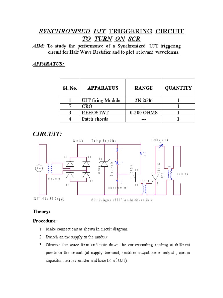 Synchronised Ujt Triggering Circuit | PDF | Rectifier | Components