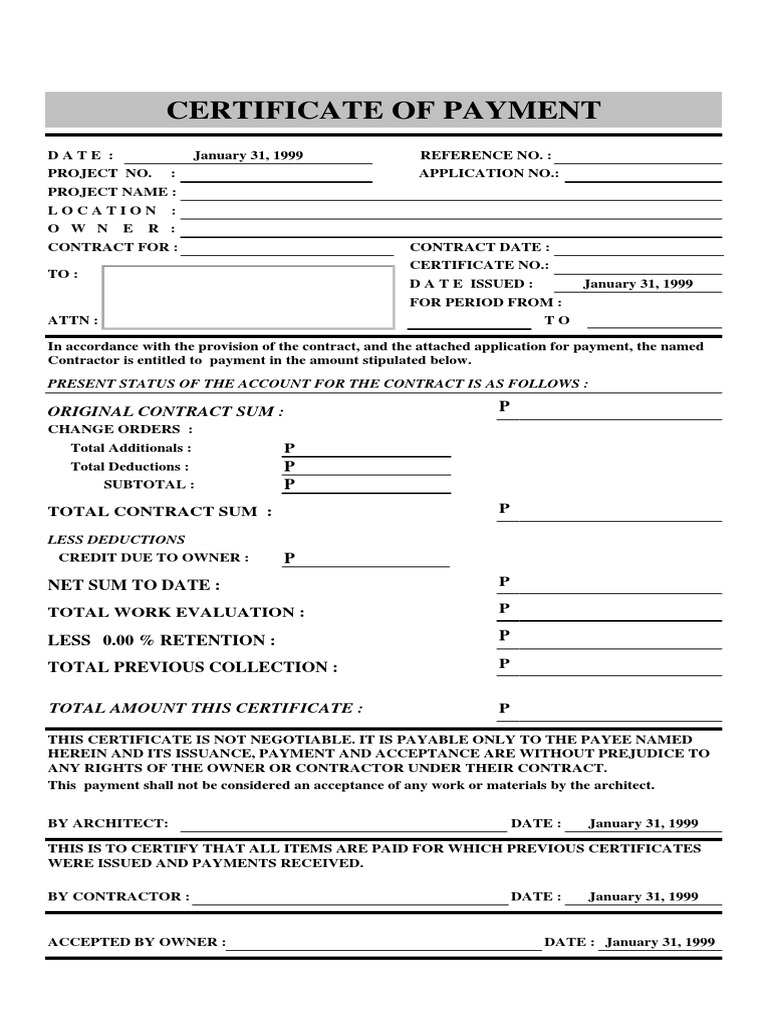 Certificate of Payment | PDF