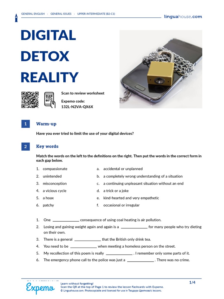 Digital Detox Reality British English Student Ver2 | PDF | Social Media ...