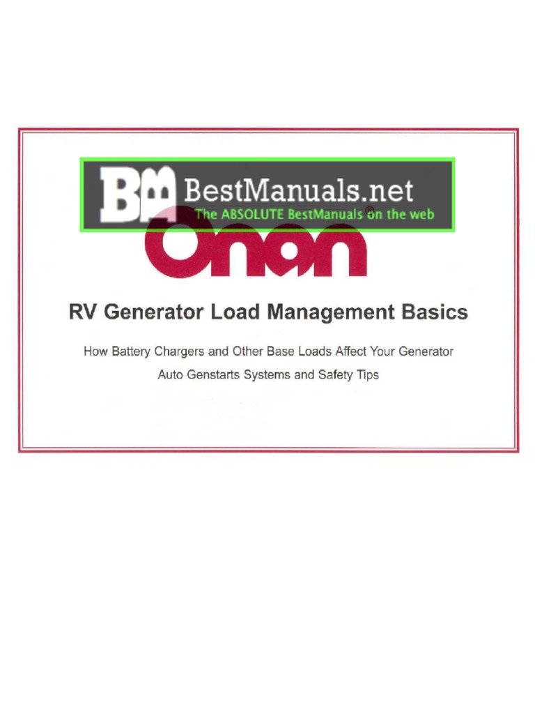 RV Generator Load Management Basics | PDF | Battery Charger | Power ...