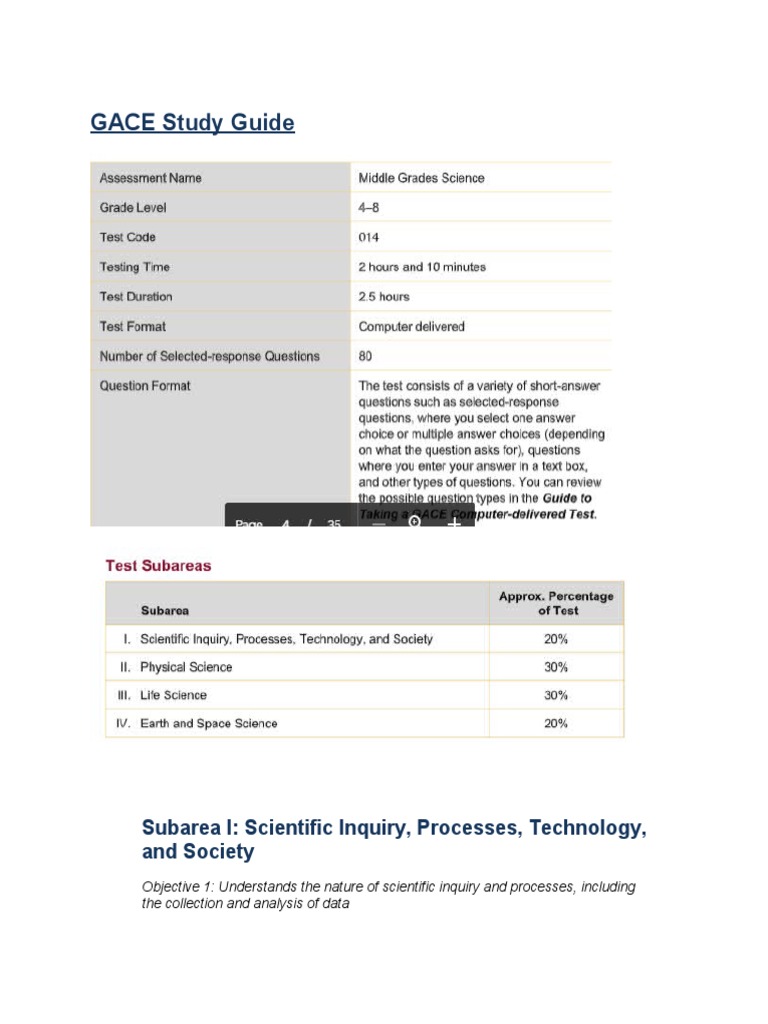 GACE Science Study Guide | Download Free PDF | Cell (Biology) | Atoms