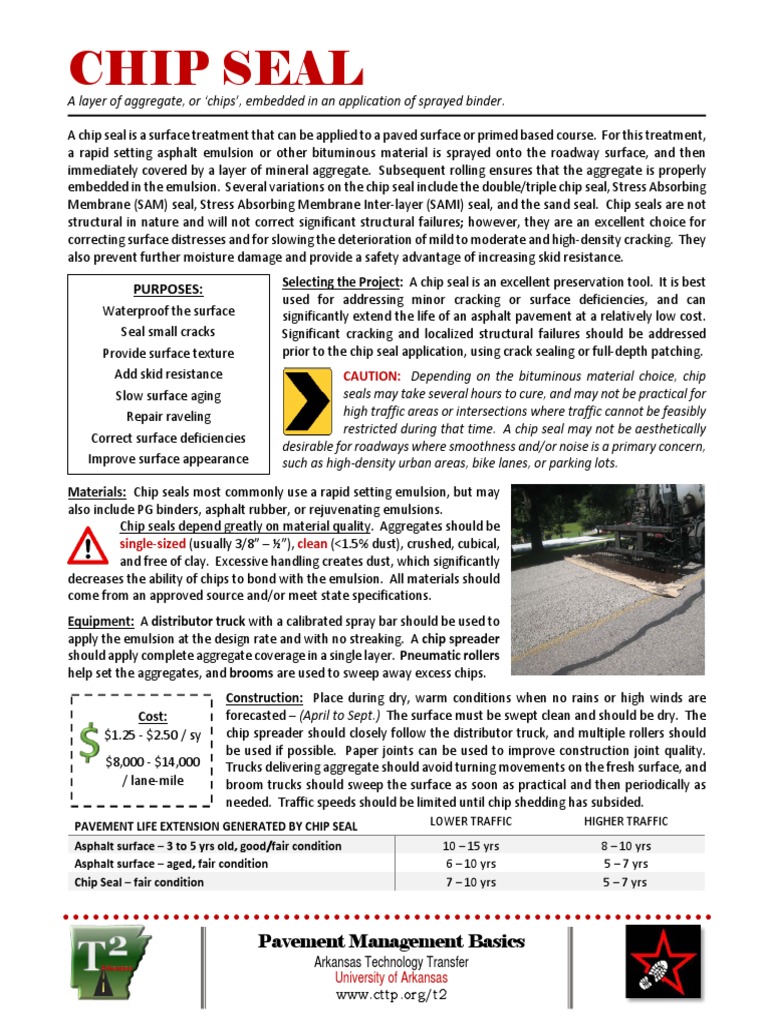 CHIP SEAL Handout PDF | Download Free PDF | Road Surface | Structural ...