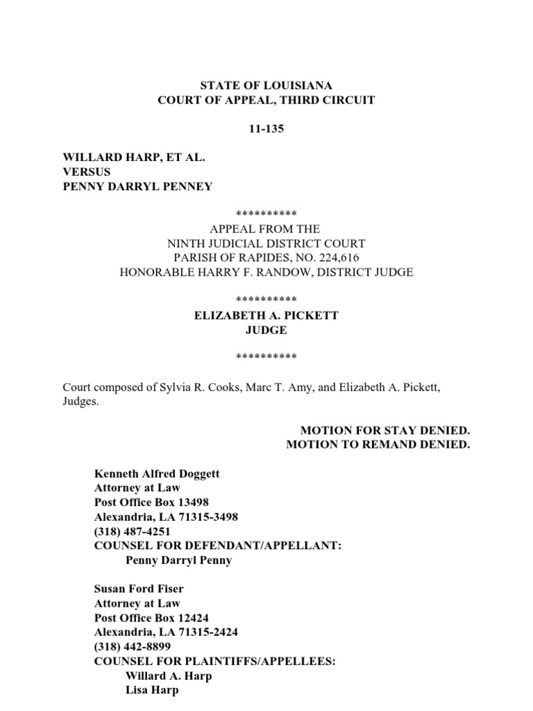 Louisiana Custody Appeal Ruling Denied | PDF | Legal Disputes | Lawsuit