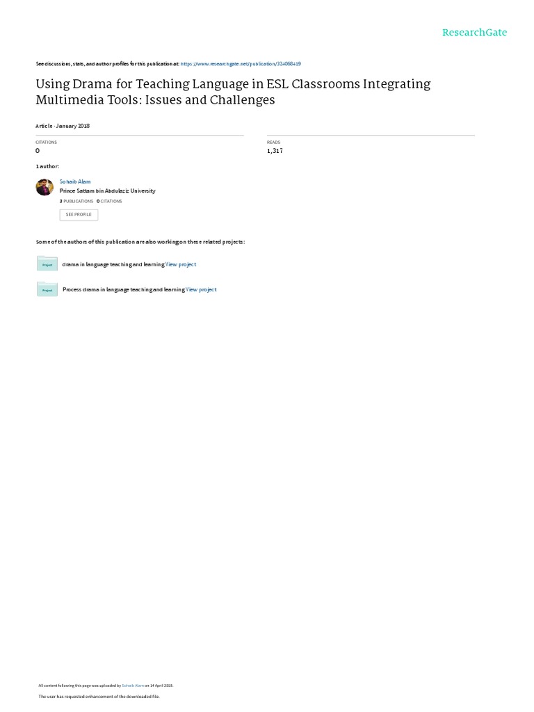 Drama and Multimedia in ESL Teaching | PDF | English As A Second Or ...