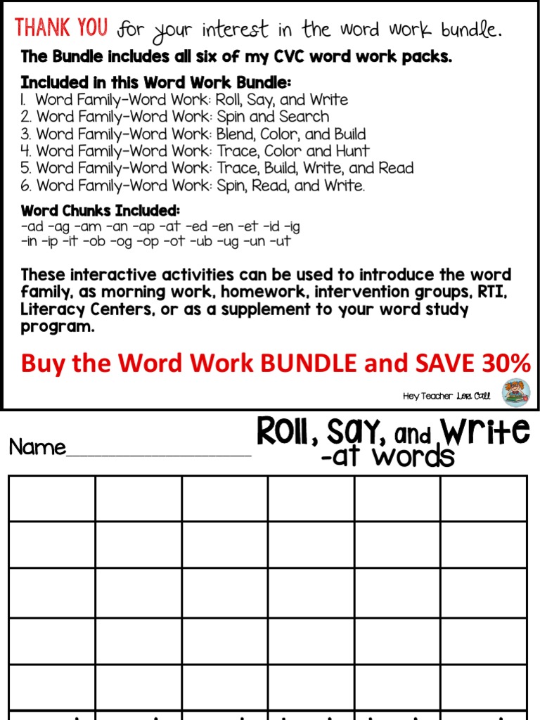 Buy The Word Work BUNDLE and SAVE 30% | PDF | Language Arts ...