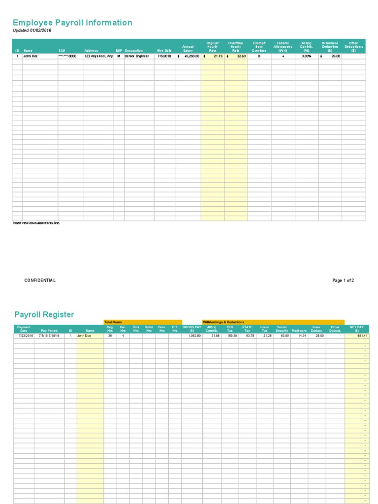 Excel Payroll Template | Download Free PDF | Payroll | Employment ...