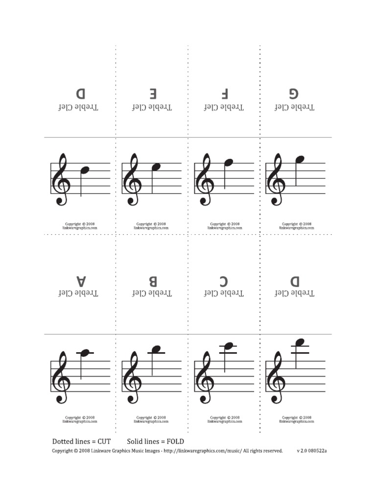Music Flash Cards Treble Clef Notes v2 Page2 PDF | PDF