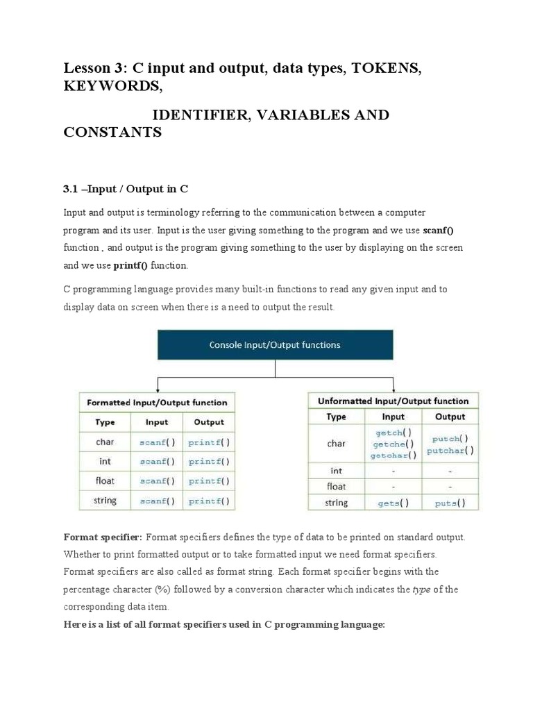 C PROGRAMMING Lesson 3 and 4 | Download Free PDF | Integer (Computer Science) | Data Type