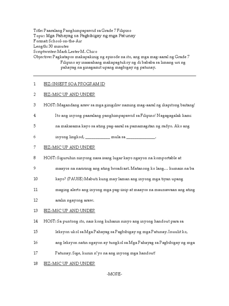 Sample Script For RB | PDF