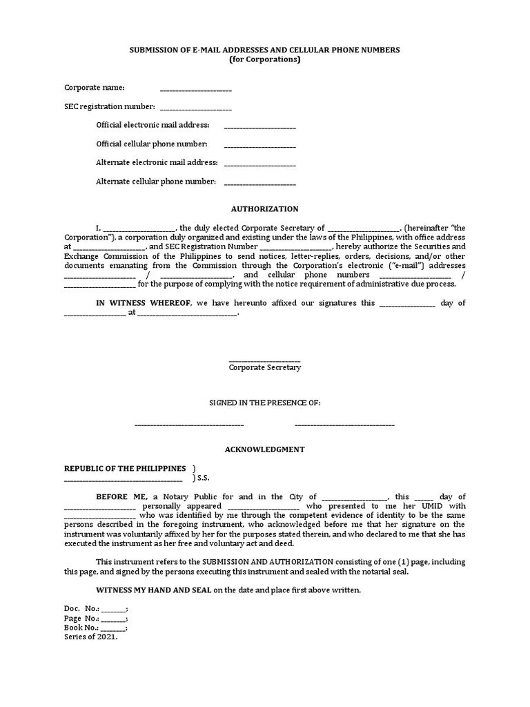 SEC MC 28 Form | PDF | Signature | Civil Law (Common Law)