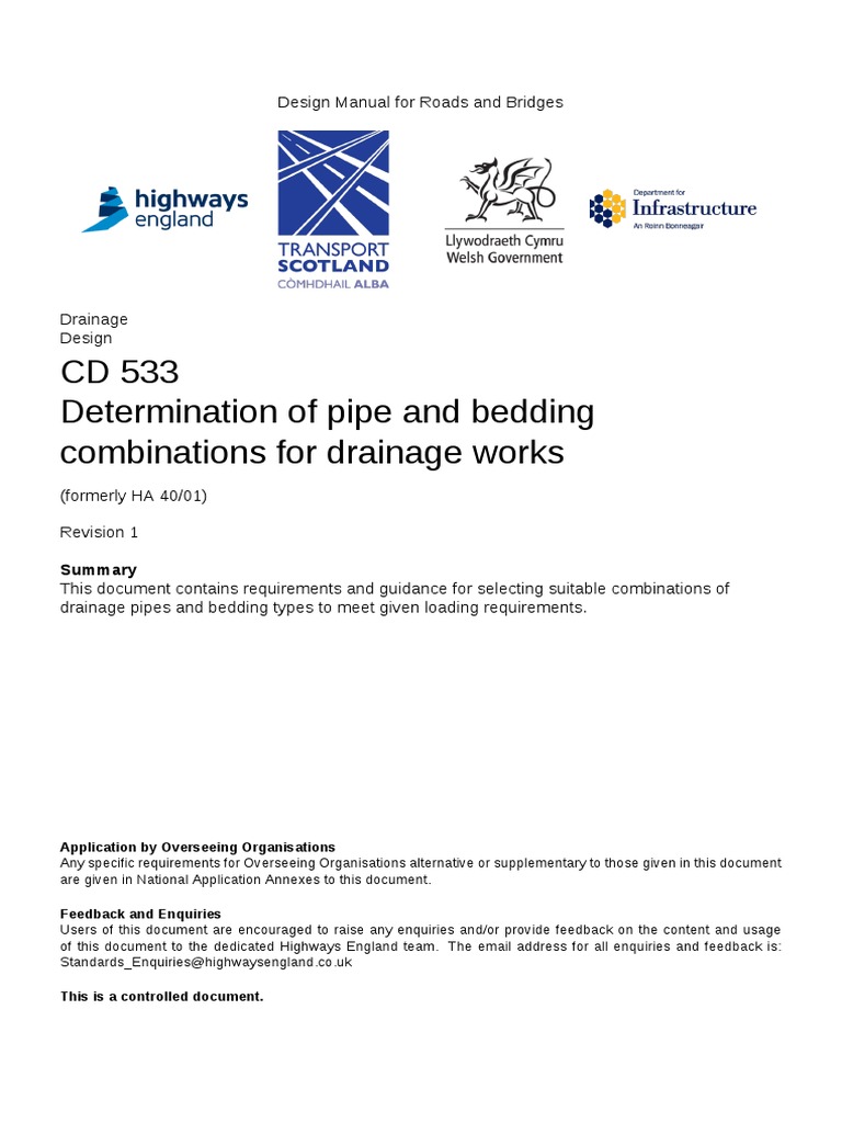 Determination of Pipe and Bedding Combinations For Drainage Works | PDF ...