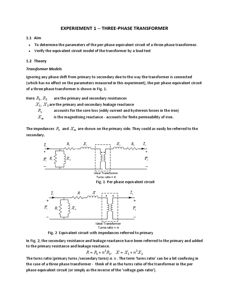 ELEC3206 Lab 1 3-ph Transformer | PDF | Transformer | Electrical Impedance