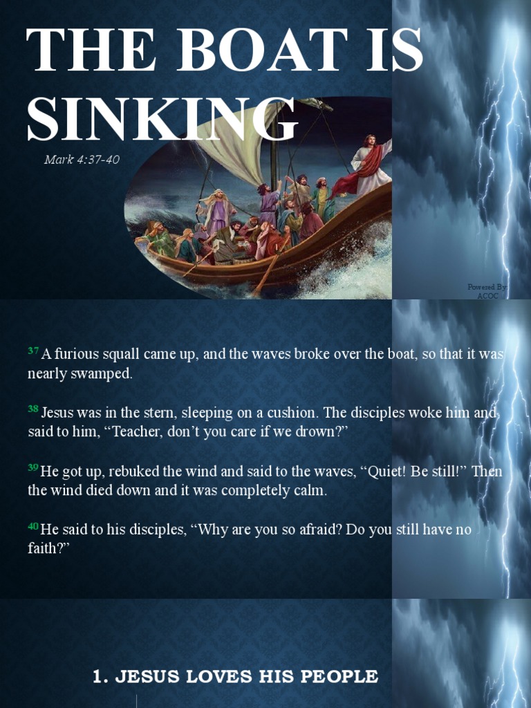 The Boat Is Sinking 011021 | PDF | Gospel Of Mark | Jesus
