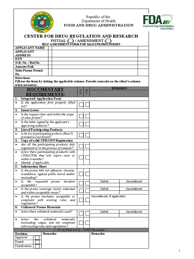 Sales Promo Permit Self-Assessment Form | PDF | Justice | Crime & Violence