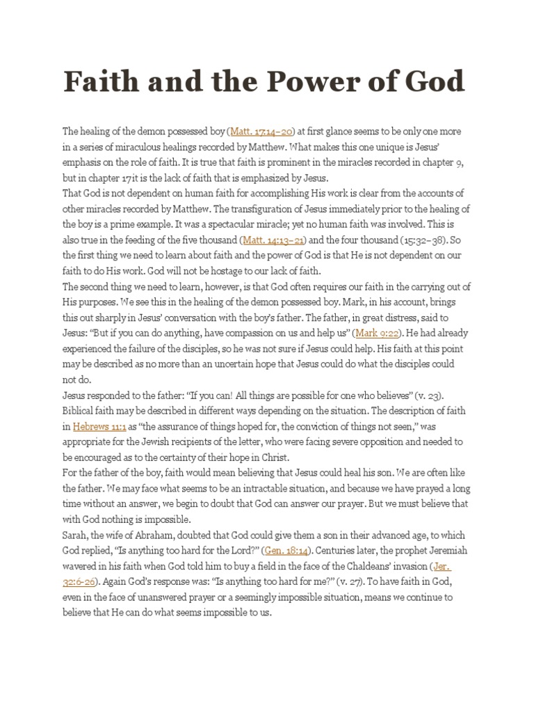 Faith's Role in God's Power | PDF | Gospel Of Mark | Jesus