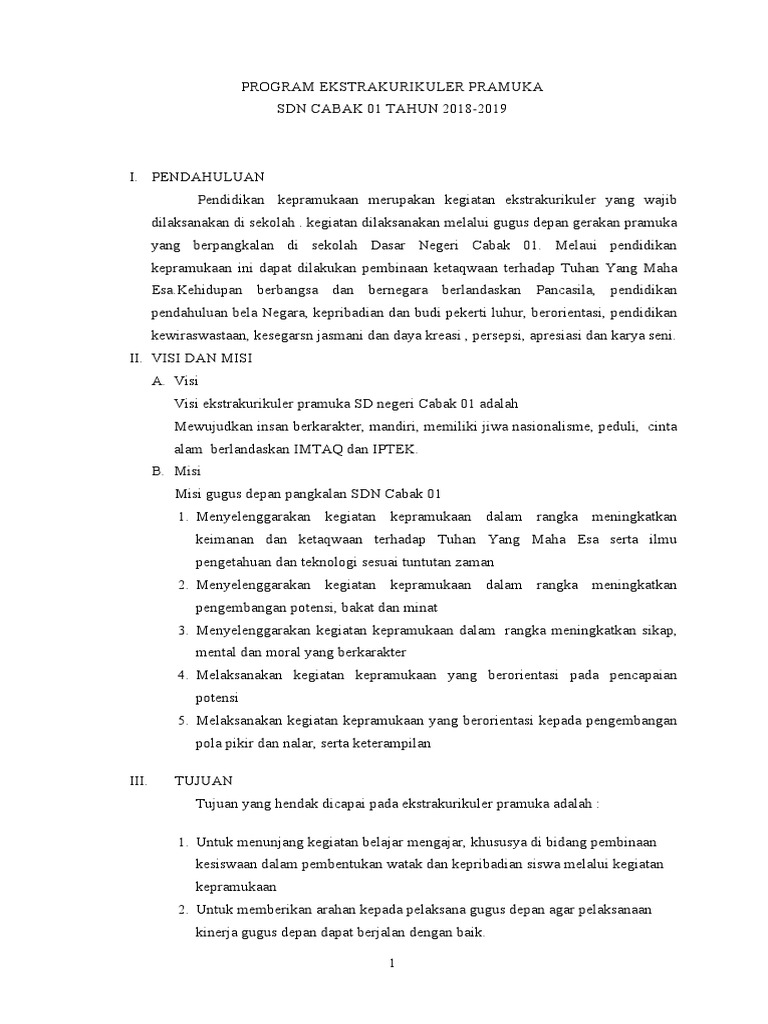 Program Ekstrakurikuler Pramuka | PDF