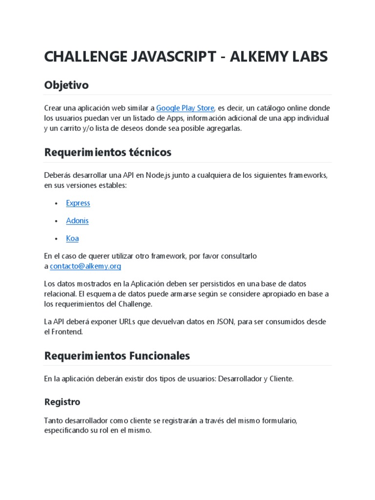 Challenge Javascript - Alkemy Labs | PDF | Software de la aplicacion | Script Java