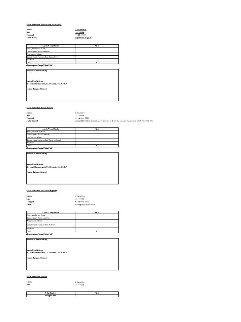 Nama Mahasiswa - Form Penilaian KKS Ikm | PDF