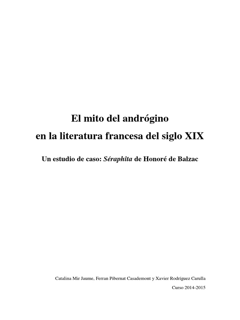El mito del andrógino en Balzac | PDF | Amor | Platón
