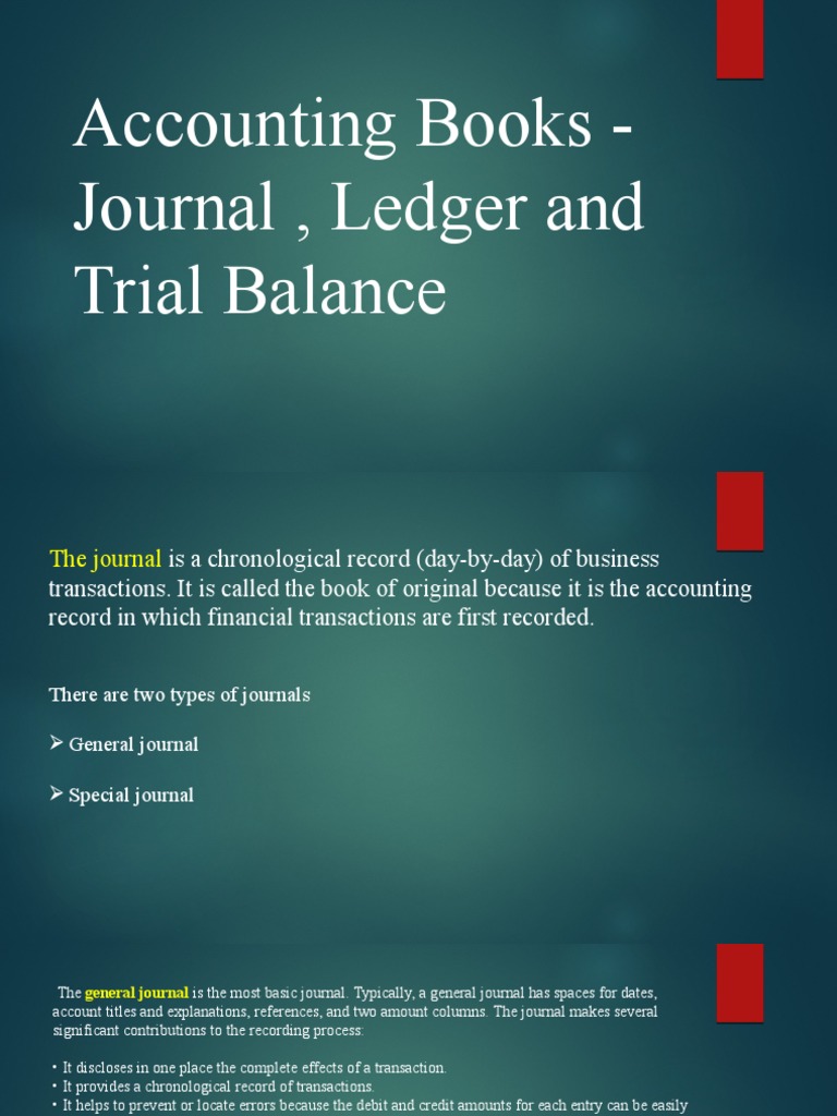 Accounting Books - Journal, Ledger and Trial Balance | PDF | Debits And ...