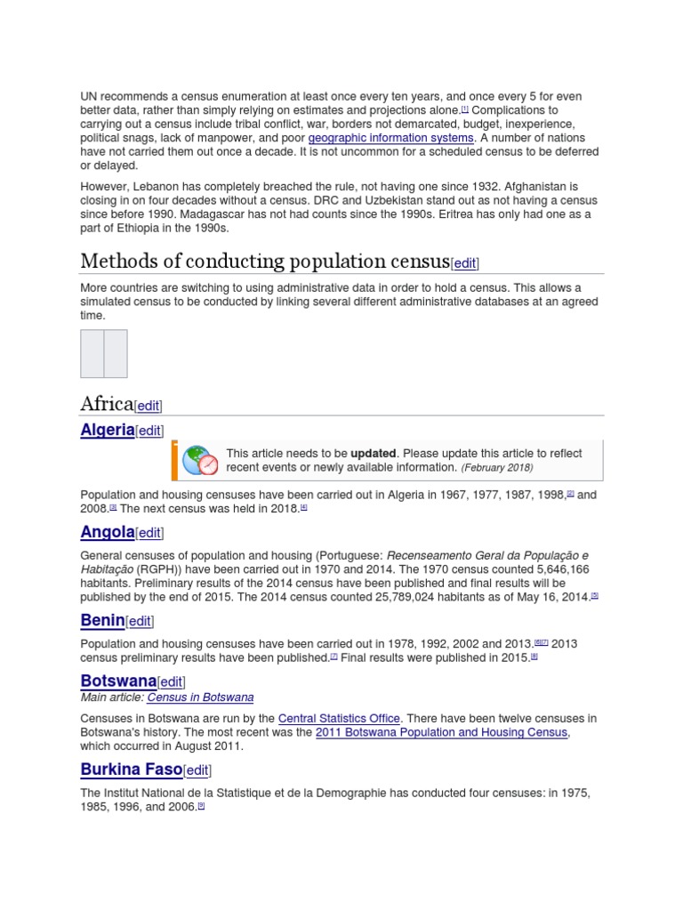 Methods of Conducting Population Census: Algeria | PDF | Census ...