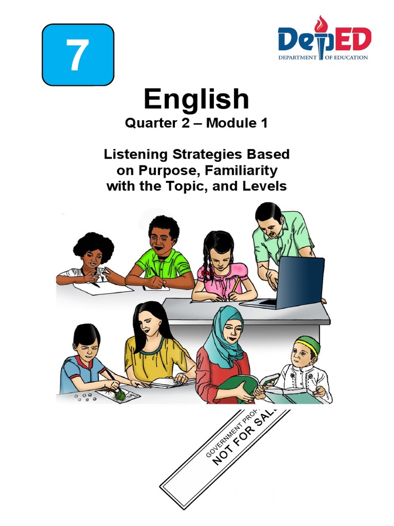 English: Quarter 2 - Module 1 Listening Strategies Based On Purpose ...