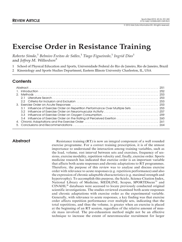 Exercise Order in Resistance Training | PDF | Strength Training | Muscle