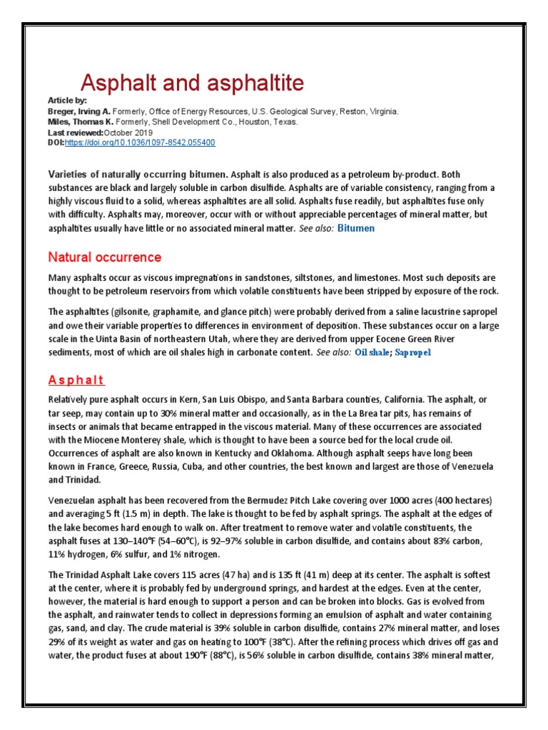 Asphalt and Asphaltite | PDF | Asphalt | Petroleum