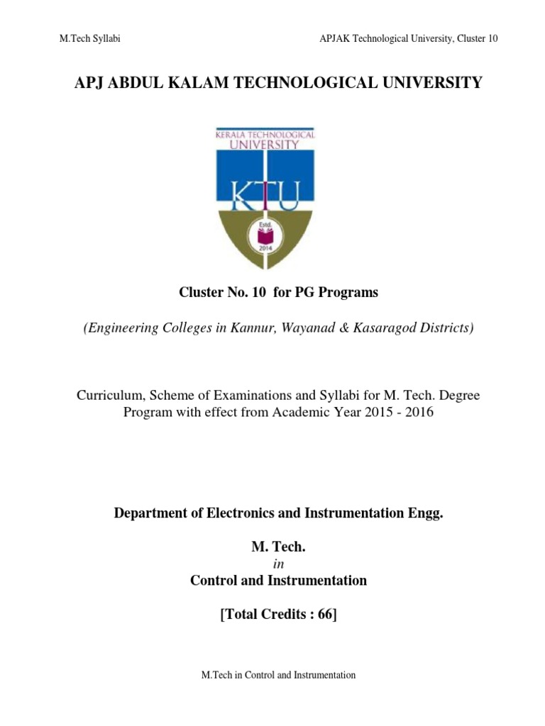 Apj Abdul Kalam Technological University: Cluster No. 10 For PG ...