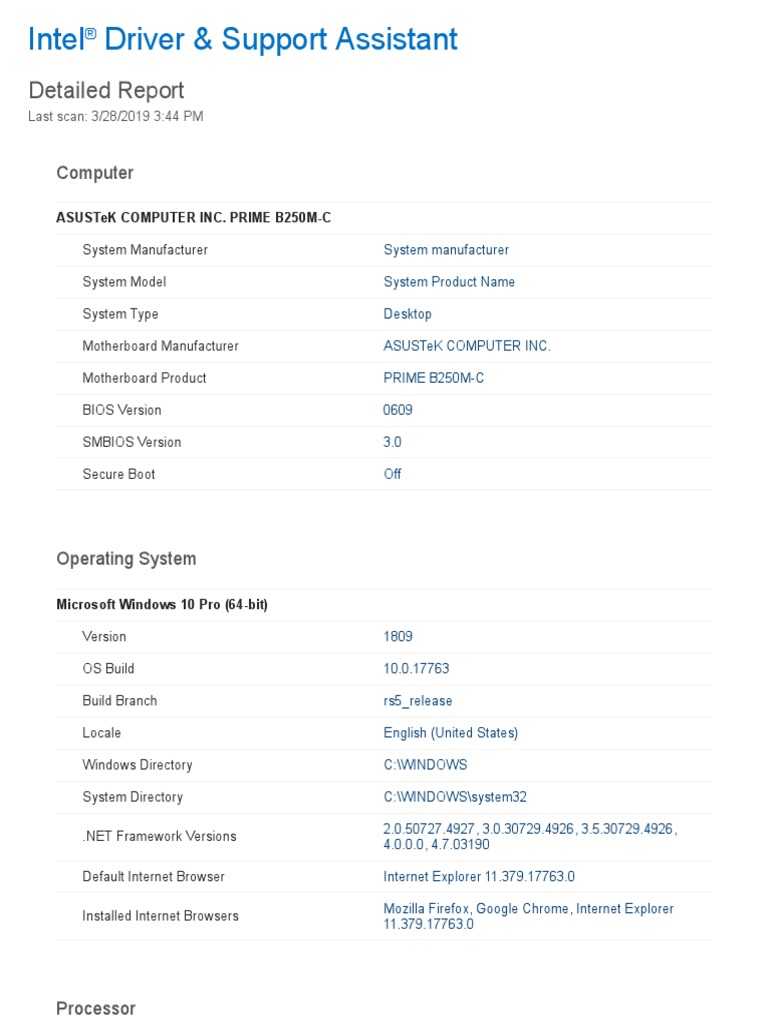 Intel Detailed System Report | PDF
