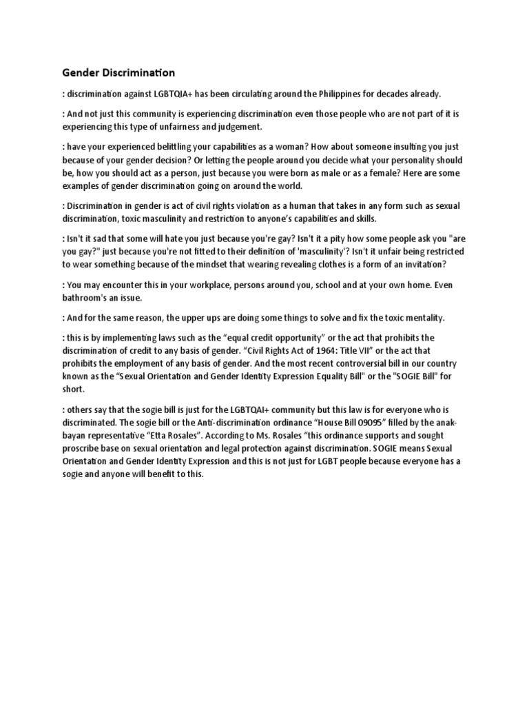 Gender-Discrimination - Body Script | PDF