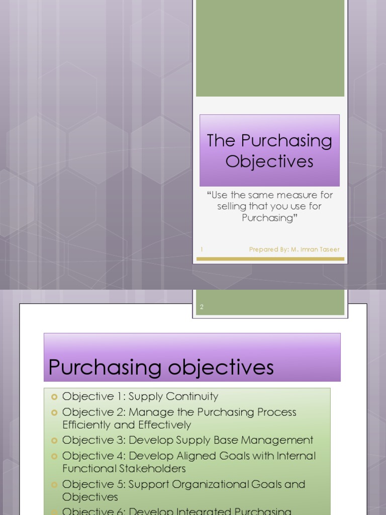 Purchasing Objectives | PDF | Accountability | Business