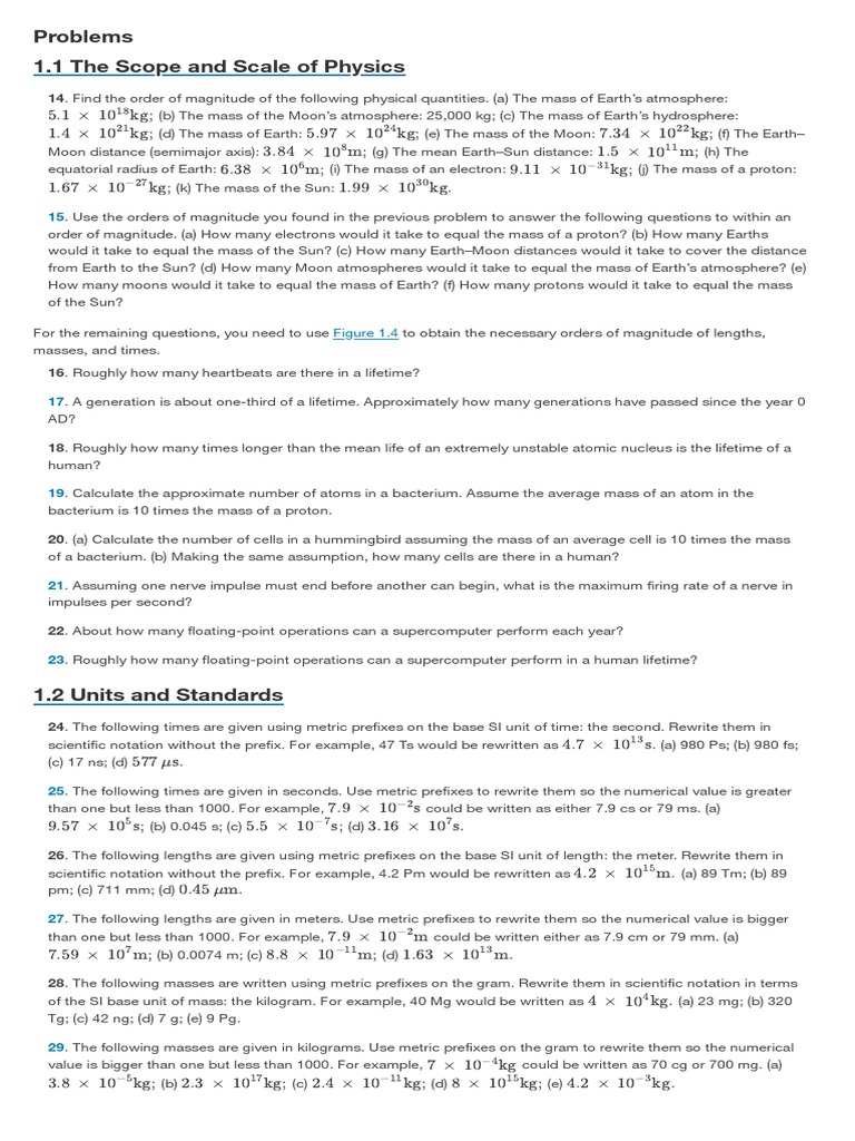 Physics Problems: Magnitude & Unit Conversion | PDF | Kilogram | Weight