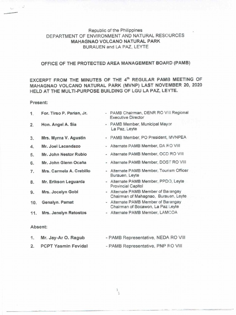 MVNP-PAMB Resolutions No - 5-7 Nov - 20, 2020 PAMB Clearance PDF | PDF