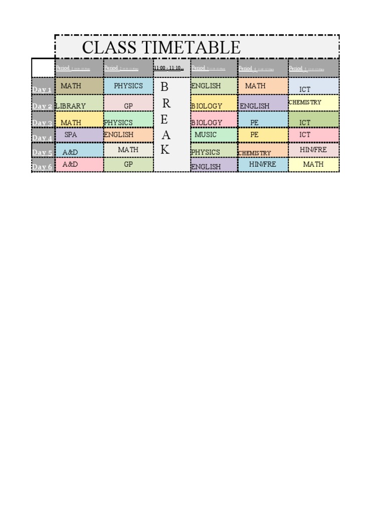 Weekly Class Timetable Overview | PDF | Wellness