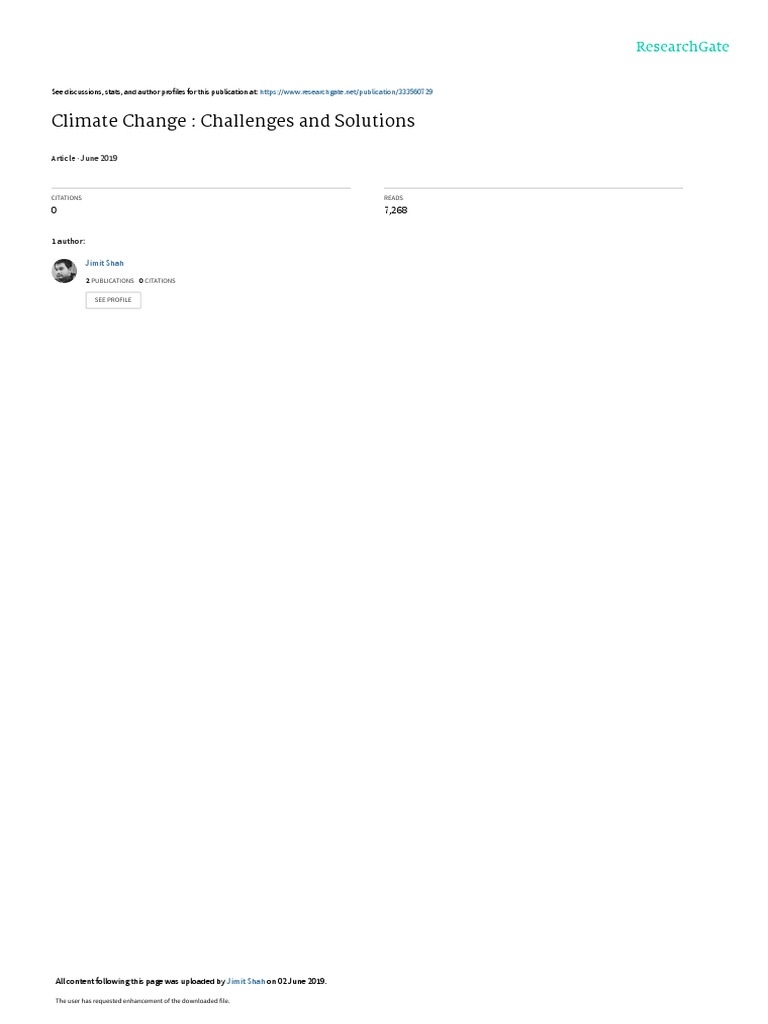 Climate Change: Challenges and Solutions: June 2019 | PDF | Climate ...