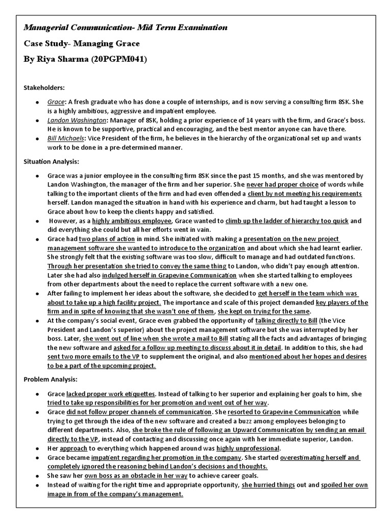 Managing Grace - Case Analysis | PDF