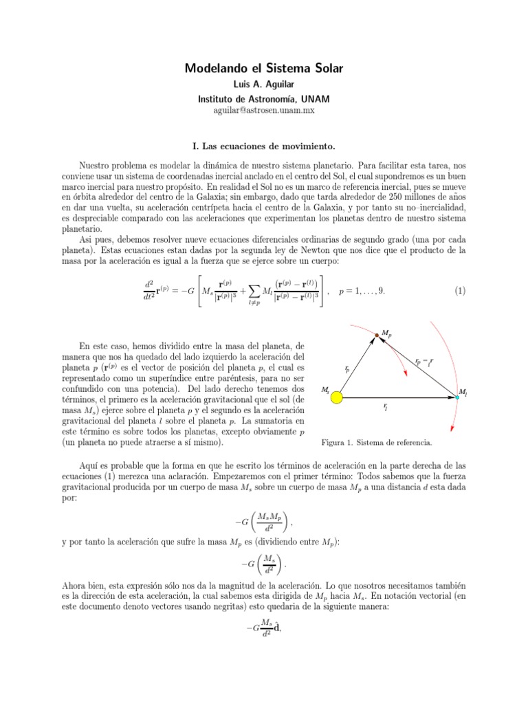 Modelado Del Sistema Solar | Descargar gratis PDF | Orbita | Masa