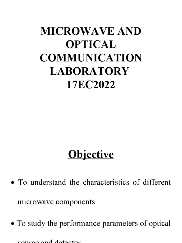 Microwave and Optical Communication Lab | PDF | Microwave | Wireless